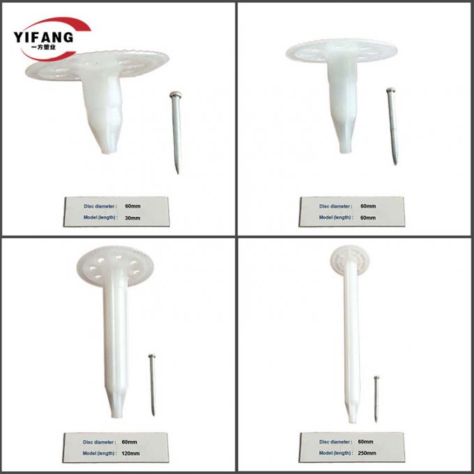 60mm Fixing HDPE Xps Foam Board Fasteners / Anchors For Insulation Wall